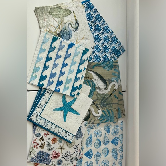 Art | Decoupage Ocean Inspired Napkin Set 14 Napkins 6 Large And 8 ...